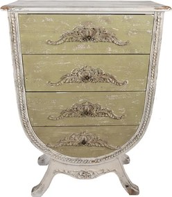 Bílo-zelená antik dřevěná komoda se šuplíky Claudé - 81*36*113 cm
