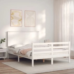 vidaXL Rám postele s čelem 120 x 200 cm masivní dřevo [3195218] Barva: Bílá
