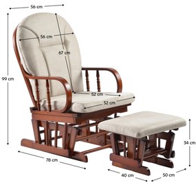 Kondela Houpací křeslo s podnoží, ořech/béžová, TALMAN