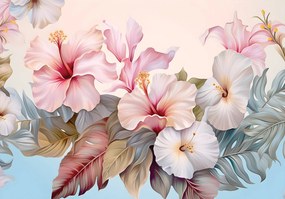 Postershop Fototapety vliesové: Nature flowers hibiscus painting - 254x184 cm