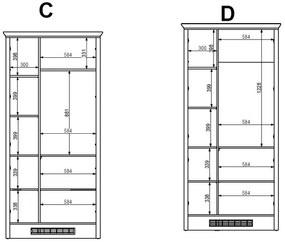 Kuchyňská skříň pro vestavnou lednici Jasmin, bělená pinie/dub