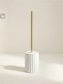 Sinsay - Rýhovaný keramický WC kartáč se zlatou rukojetí - bílá