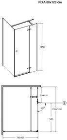 Besco Pixa 100x80/120x80 obdélníkový sprchový kout Orientace: Levá, Rozměr sprch.dveří: 120cm