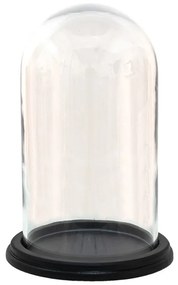 Černý dřevěný kulatý podnos se skleněným poklopem Ricard – 20x28 cm