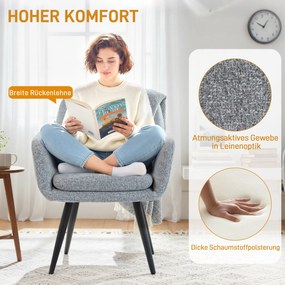 HOMCOM otočné polstrované křeslo v lněném vzhledu, světle šedé
