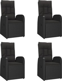 5dílný zahradní jídelní set s poduškami černý polyratan 3157600