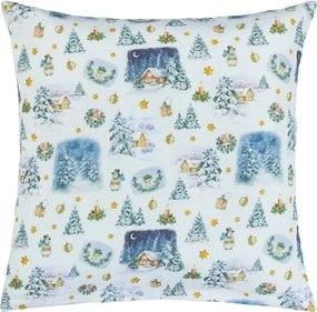 Bellatex Polštářek VÁNOCE Domeček, krajina zasněžená rozměr 40x40 cm