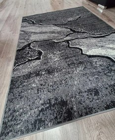 HU Šedý abstraktní obdélníkový koberec NEW IDEA 90321-0433 – imitace mramoru s černými žilkami Rozměr: 50x80 cm