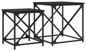 Hnízdové konferenční stolky 2 ks černé kompozitní dřevo - Default Title