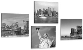 Set obrazů New York v černobílém provedení - 4x 40x40 cm