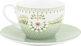 Pip Studio Lily &amp; Lotus cappuccino šálek s podšálkem 270ml, zelený (Cappuccino šálek s podšálkem)