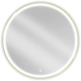 Mexen Esso, kulaté LED podsvícené koupelnové zrcadlo 100 cm, 6000K, topná podložka proti zamlžování, zlatý rám, 9825-100-100-611-50