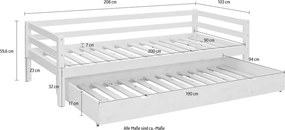 Dětská postel z borovicového dřeva s výsuvným lůžkem v přírodní barvě 90x200 cm Alpi – Støraa