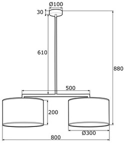 Argon 0899 - Lustr na tyči KARIN 2xE27/15W/230V černá