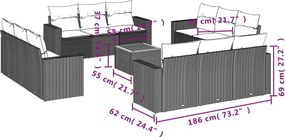 vidaXL 13dílný zahradní sedací souprava s poduškami polyratan [3224058] Barva: béžová a šedá