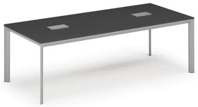Stůl INVITATION 2400 x 1200 x 740, grafit + 2x stolní zásuvka TYP V, stříbrná