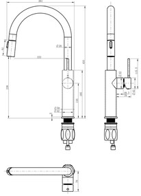 Sapho Sapho, FLAWO stojánková dřezová baterie s výsuvnou sprškou, grafitová, FR576GM