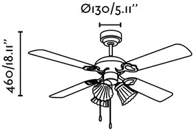 Stropní ventilátor se světlem Faro LISBOA 33102 hnědá + záruka 3 roky ZDARMA
