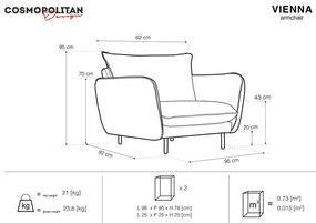 Světle šedé sametové křeslo Cosmopolitan Design Vienna