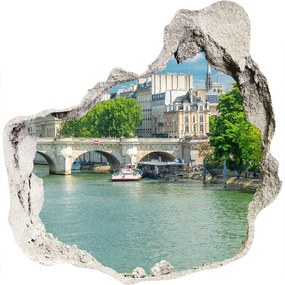 Wallmuralia Fototapeta díra na zeď 3D Seina Paříž 75x75 cm