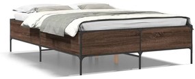 Rám postele hnědý dub 160 x 200 cm kompozitní dřevo a kov
