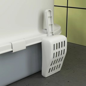 Záchod pro kočky s víkem Vstup přes hlavu Výsuvná vanička s lopatkou pro kočky do 4,5 kg, 40,5x52,5x42,5 cm Šedá barva