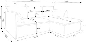Rohová rozkládací sedací souprava do L GRANADA, 230 cm, s úložným prostorem Roh pohovky: Levý roh, Barva látky: Světle šedá (Riviera 91)