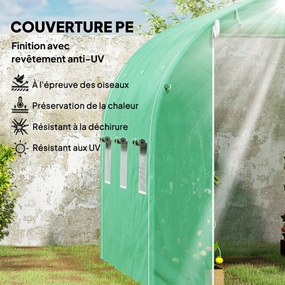 Zahradní skleník Outsunny 6m² 3 x 2m s 1 dveřmi + 2 rolovacími zipovými postranními panely, 6 okny, pozinkovaná ocel, vysoká hustota 140 g/m² Anti-UV…
