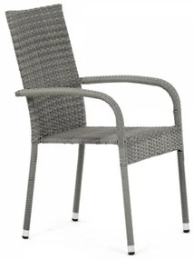 Zahradní židle stohovatelná šedý umělý ratan kov AZC-S2114 GREY