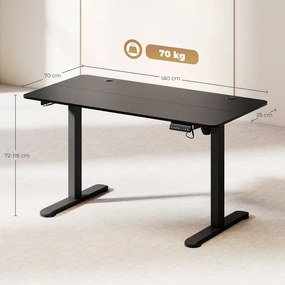 Stůl Vinsetto se stojanem na sezení, elektrický, s ochranou proti nárazu, ochranou proti přehřátí, možnost ukládání, 140x70x72-116cm, dřevotříska, če…