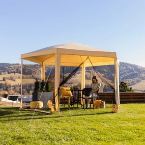 Tempo Kondela Stanový altán do zahrady RINGE TYP 2 3,9x2,5x3,9m - béžová / černá