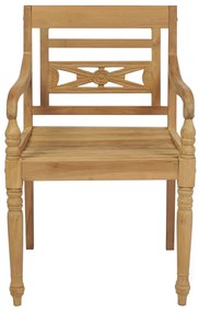 Židle Batavia s poduškami 6 ks masivní teakové dřevo,  3073324
