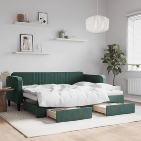 Válenda s přistýlkou a zásuvkami tmavě zelená 80 x 200 cm samet 3197106