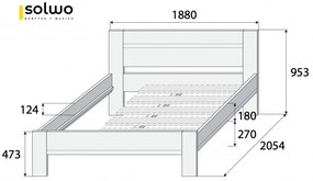Masivní postel ALEXIA - Solwo Design Dřevo a odstín oleje: DUB Cink - Olej odstín DO204, Rozměr spací plochy: 140x200