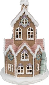 Hnědá svítící perníková chaloupka Gingerbread House - Ø 14*22 cm / 3*AAA