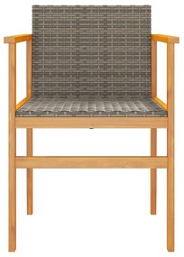 Zahradní židle 2 ks šedé polyratan a masivní dřevo - Default Title
