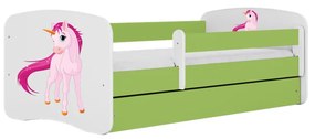 Kocot Kids Dětská postel JEDNOROŽEC zelená Velikost postele: 140x70, Matrace: S matrací, Šuplík: Bez šuplíku