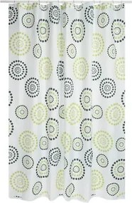 MSV Sprchový závěs DOTS bílo-zelený / Motiv kruhů / 180 x 200 cm / Pol