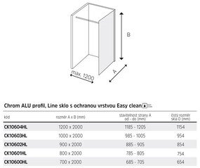 Mereo Novea sprchová stěna WALK IN 90 x 200 cm sklo Line ALU chrom CK10602HL