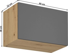 Horní skříňka, dub artisan/šedý mat, LANGEN G60KN
