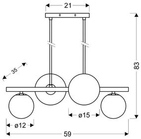 Černý závěsný lustr Kama pro žárovku 4x G9  - Candellux