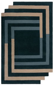 Flair Rugs, Ručně všívaný kusový koberec Abstract Labyrinth Shaped Green/Blue, 120x180, modrá, chodba / předsíň