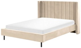 Sametová postel 140 x 200 cm béžová VILLETTE Beliani