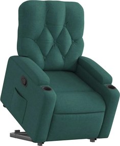 Zvedací polohovací křeslo tmavě zelené textil 3204716