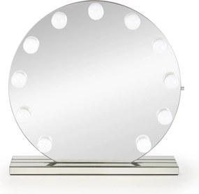 Stolní kosmetické zrcadlo Torano s LED osvětlením bílé/stříbrné
