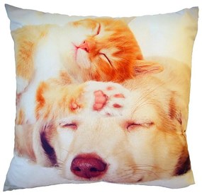 Polštářek spící pejsek a kočka o rozměru 40x40 cm 1x 40/40