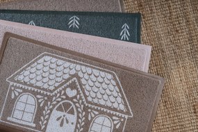 Artsy Doormats Vánoční rohožka Chaloupka, béžová barva, plast