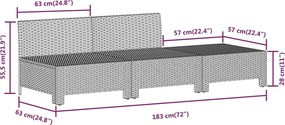 vidaXL 3dílná zahradní sedací souprava s poduškami šedá polyratan [362692]