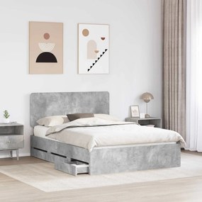 Rám postele s čelo Betonově šedá 150 x 200 cm Inženýrské dřevo 3412584