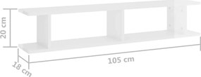 vidaXL Nástěnné police 2 ks 105 x 18 x 20 cm dřevotříska [807211] Barva: šedá s vysokým leskem